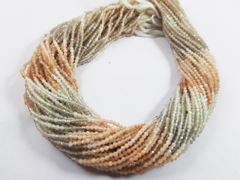 Multi Moonstone Micro Cut Round Beads -- Jindal Gems