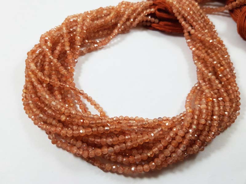 Sunstone Micro Cut Round Beads -- Jindal Gems