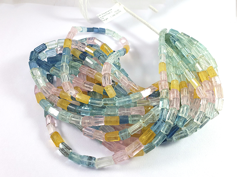 Order Multi Aquamarine Faceted Pipe Shape Beads At Wholesale Price ...